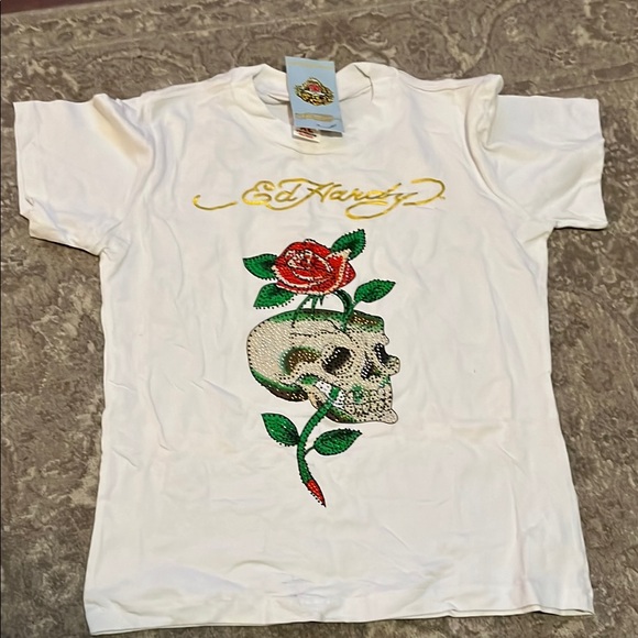 Ed Hardy | Shirts & Tops | Ed Hardy Kids White Skull And Rose Tshirt ...